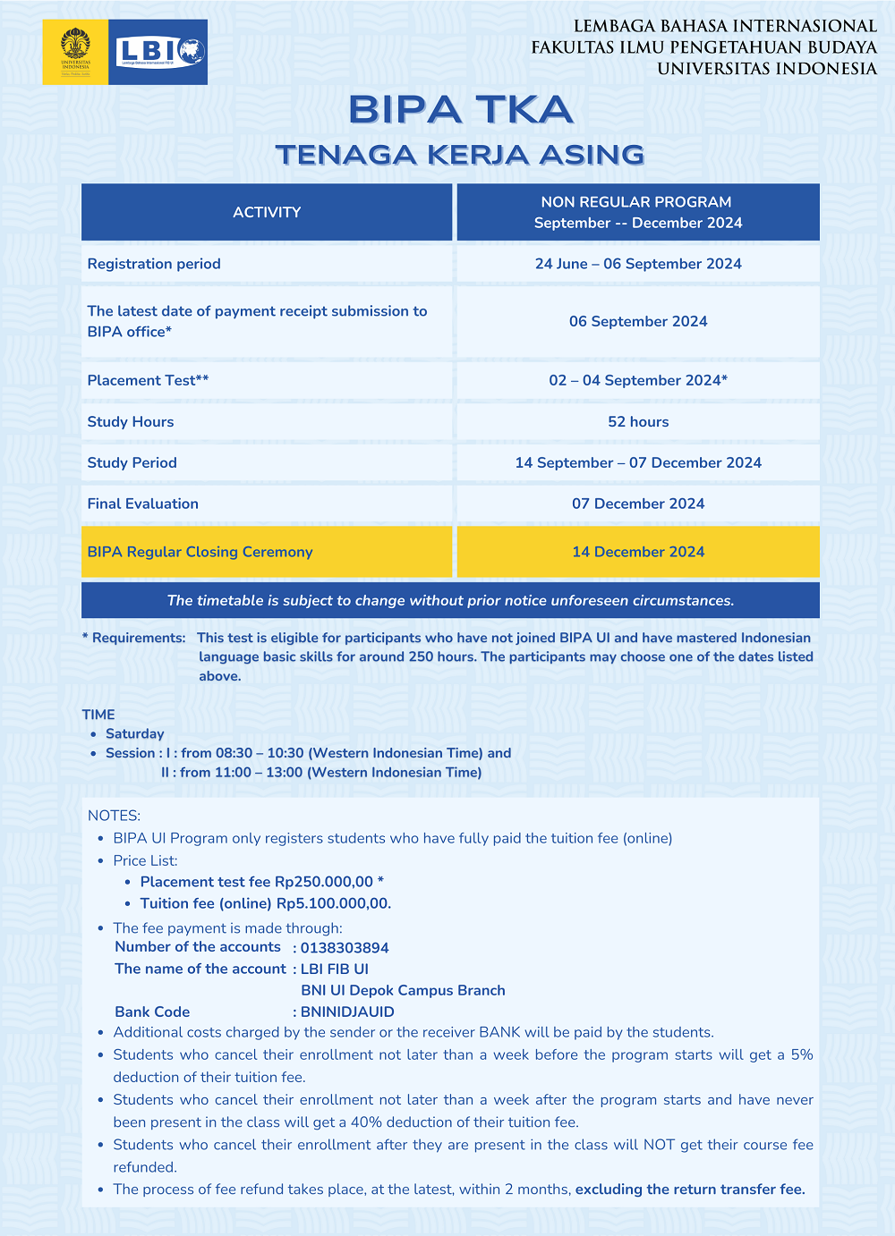 BIPA TKA | Lembaga Bahasa Internasional FIB UI